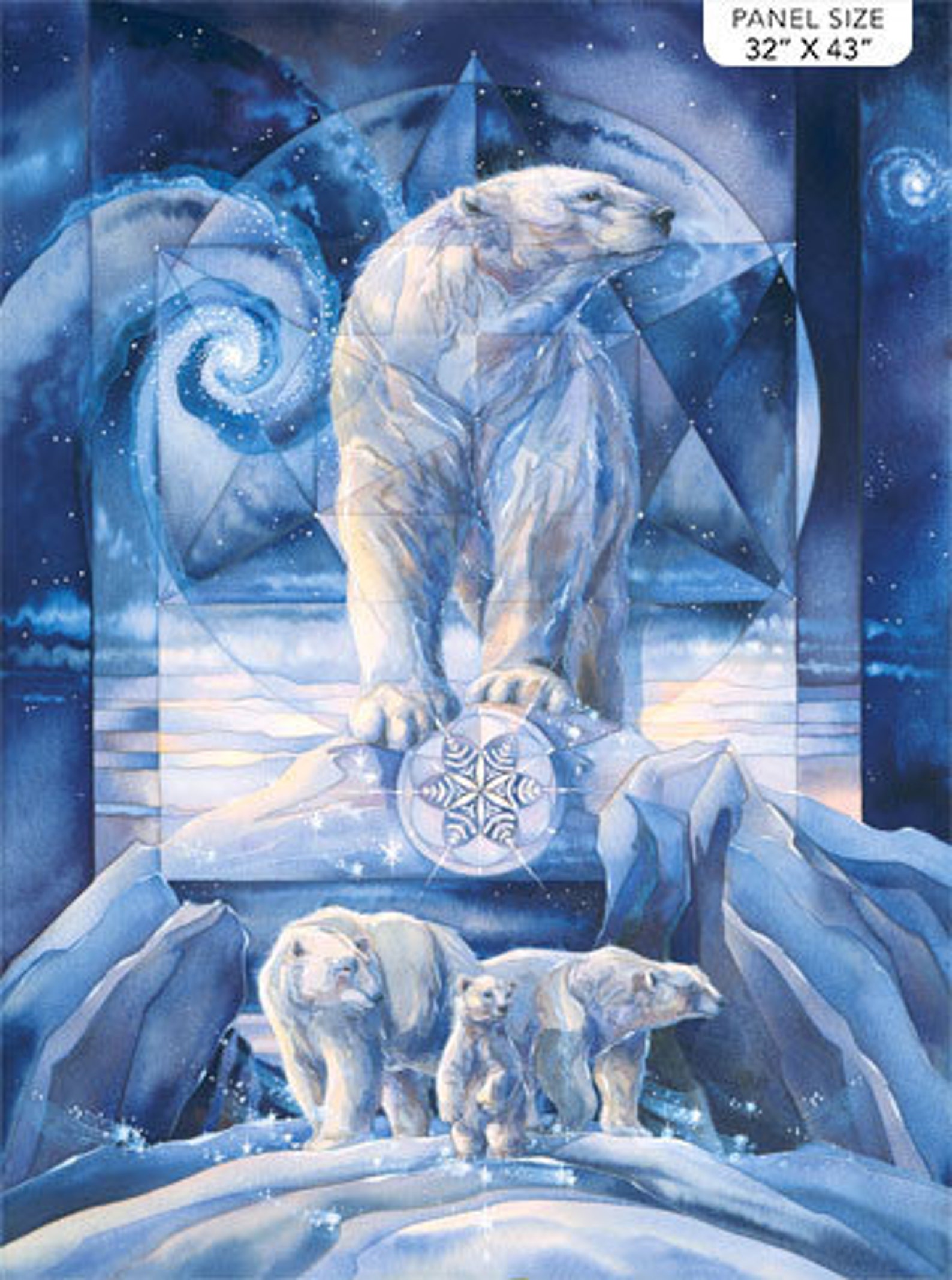Polar Frost Majestic Polar Bears Dark Blue DP24836-46 Cotton Quilting ...