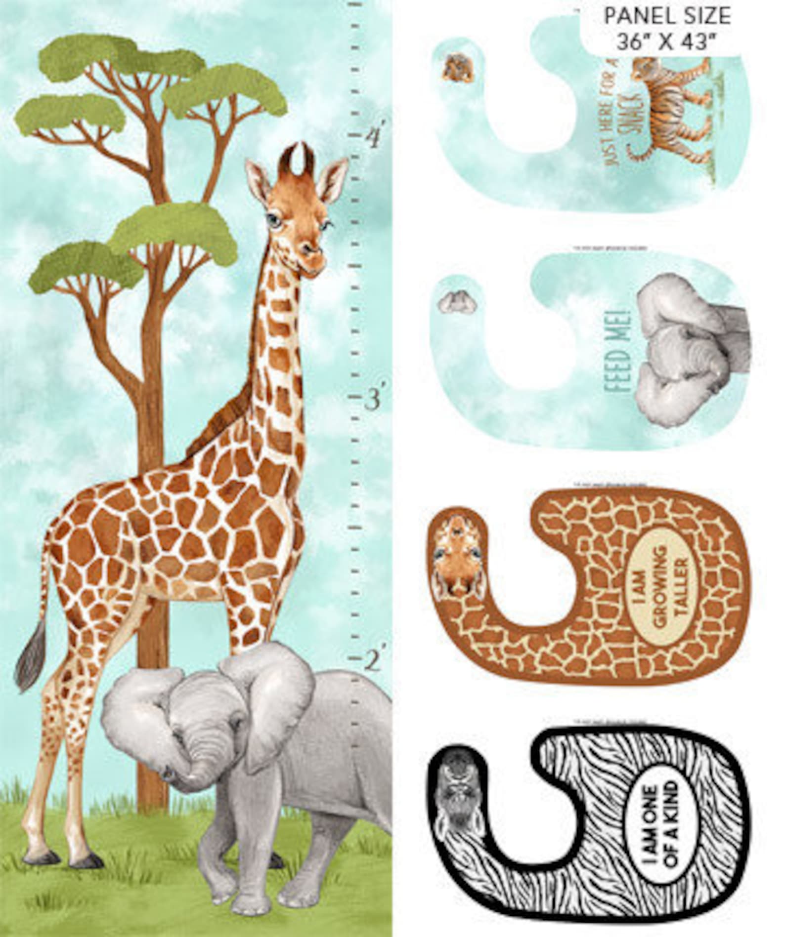 Baby Safari African Animals Growth Chart and Bibs DP24671-63 Cotton ...