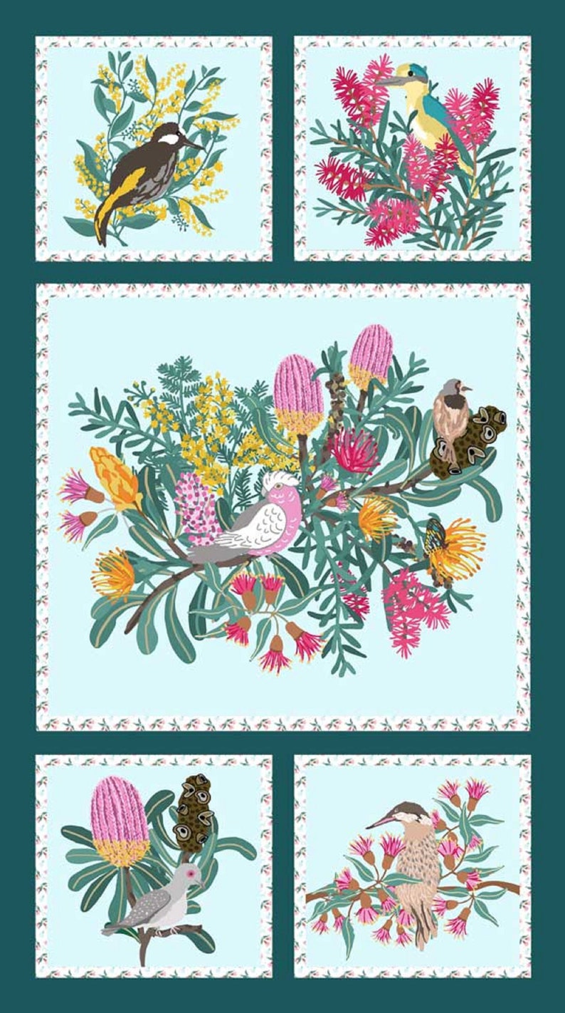 Australian Native Bouquet Birds and Flowers Cotton Quilting | Etsy