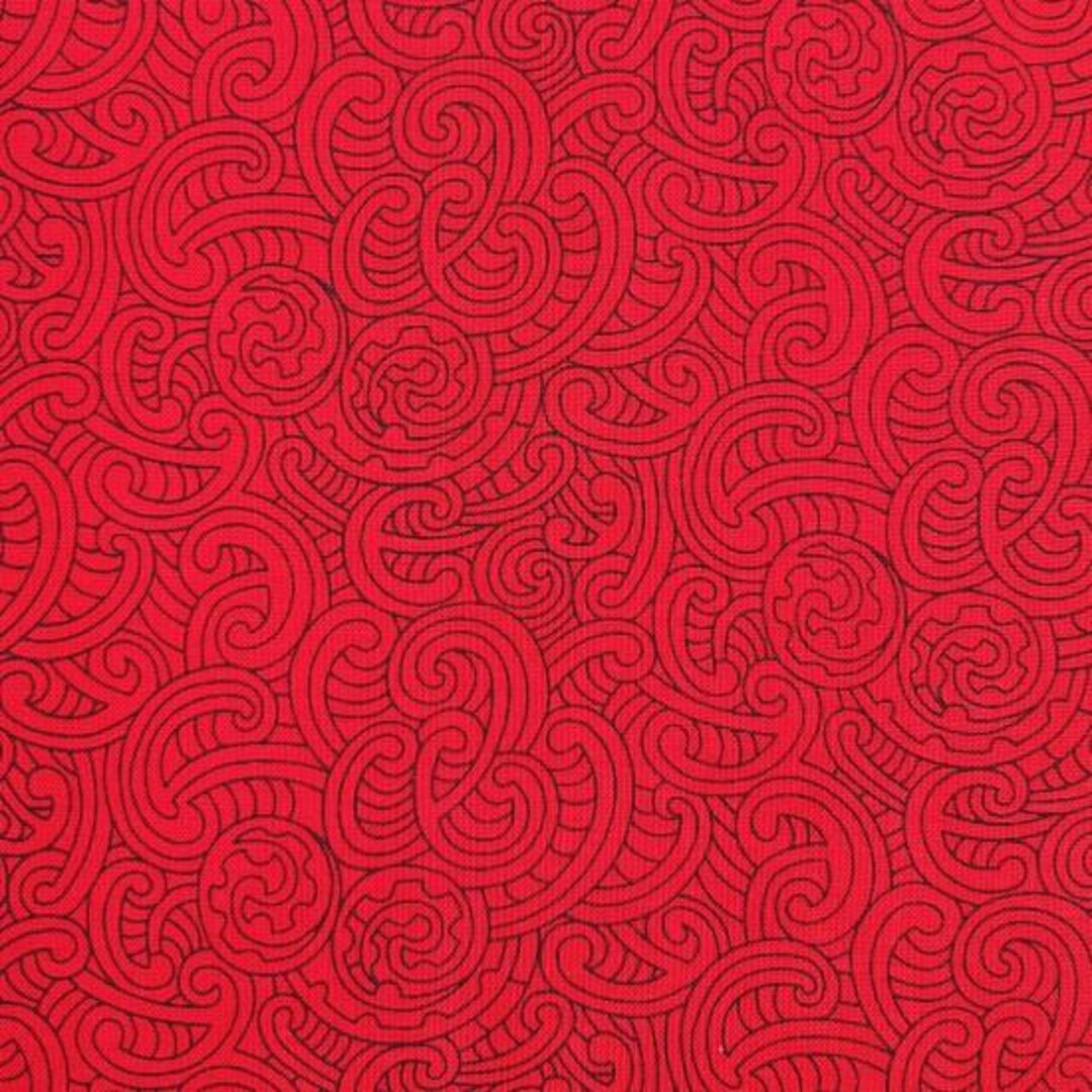 New Zealand Kiwi Maori Ponga Koru Scarlet 85600/107 Cotton Quilting ...