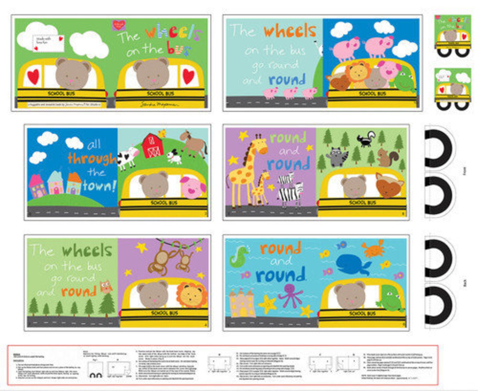 Huggable and Loveable the Wheels on the Bus Cotton Quilting Fabric Book ...