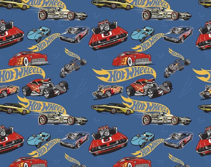 Hot Wheels Classic Cars Toss Blue C11481r-blue Cotton Quilting Fabric 1 ...