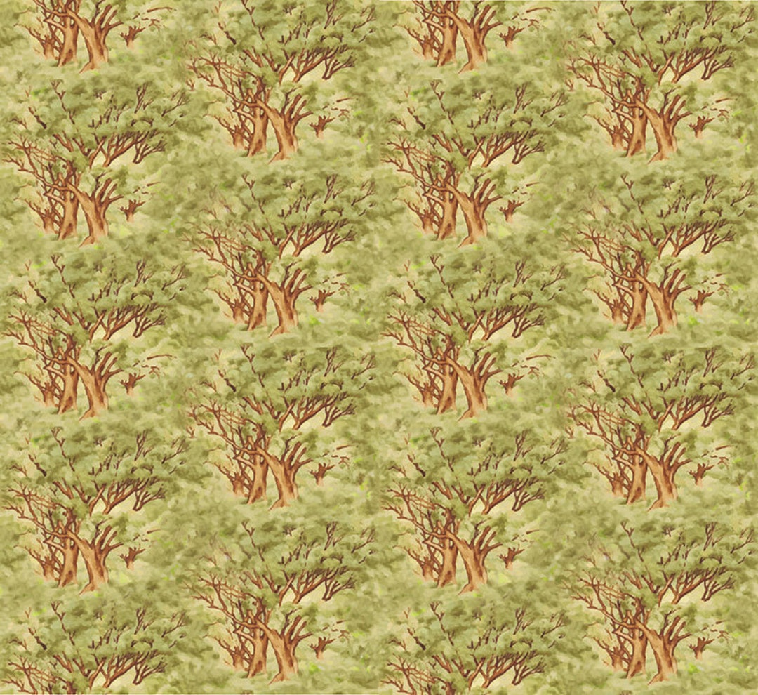 Australian Waltzing Matilda Trees Allover Cotton Quilting Fabric 1/2 ...