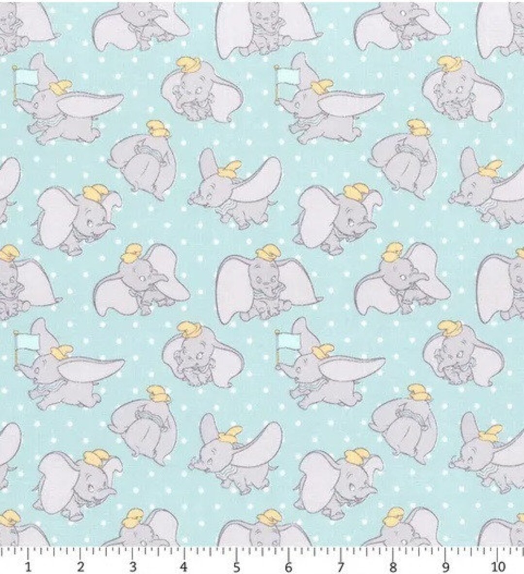 Disney Dumbo My Little Circus Dumbo Poses Light Blue Cotton Quilting ...