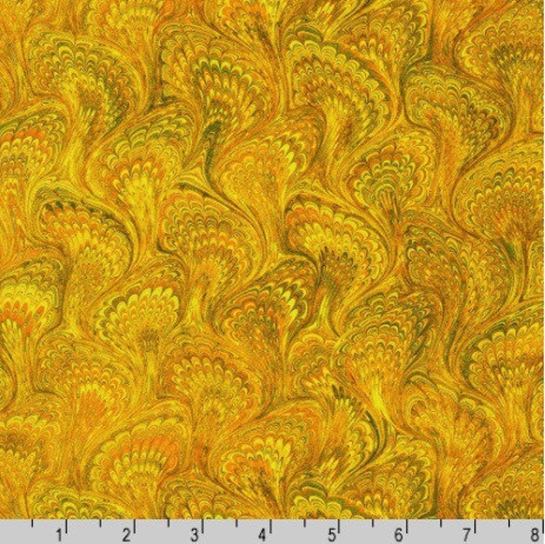 Library of Rarities Curry Swirls SRKD19602291 Cotton Quilting Fabric 1/ ...