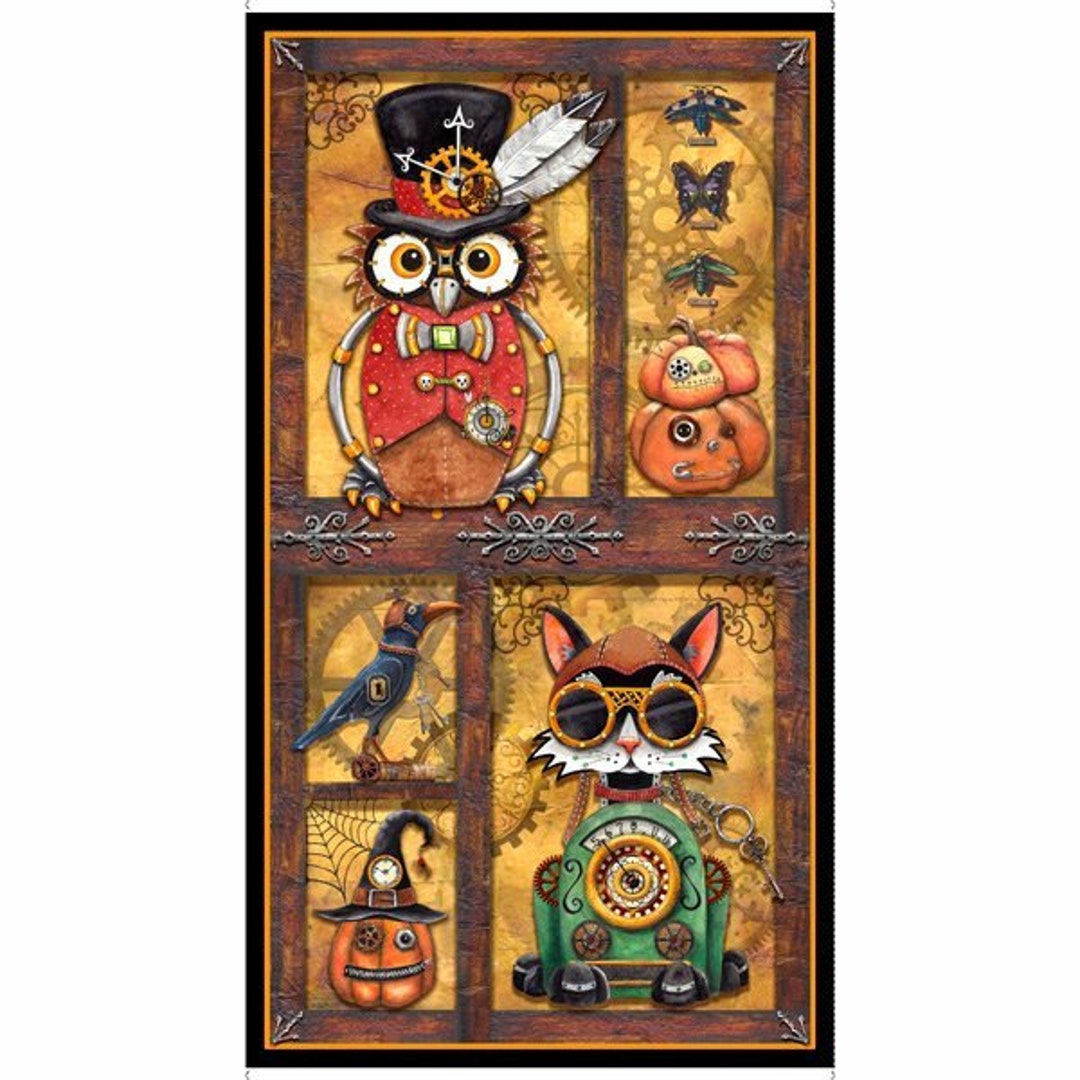 Steampunk Halloween Cotton Quilting Fabric Panel - Etsy