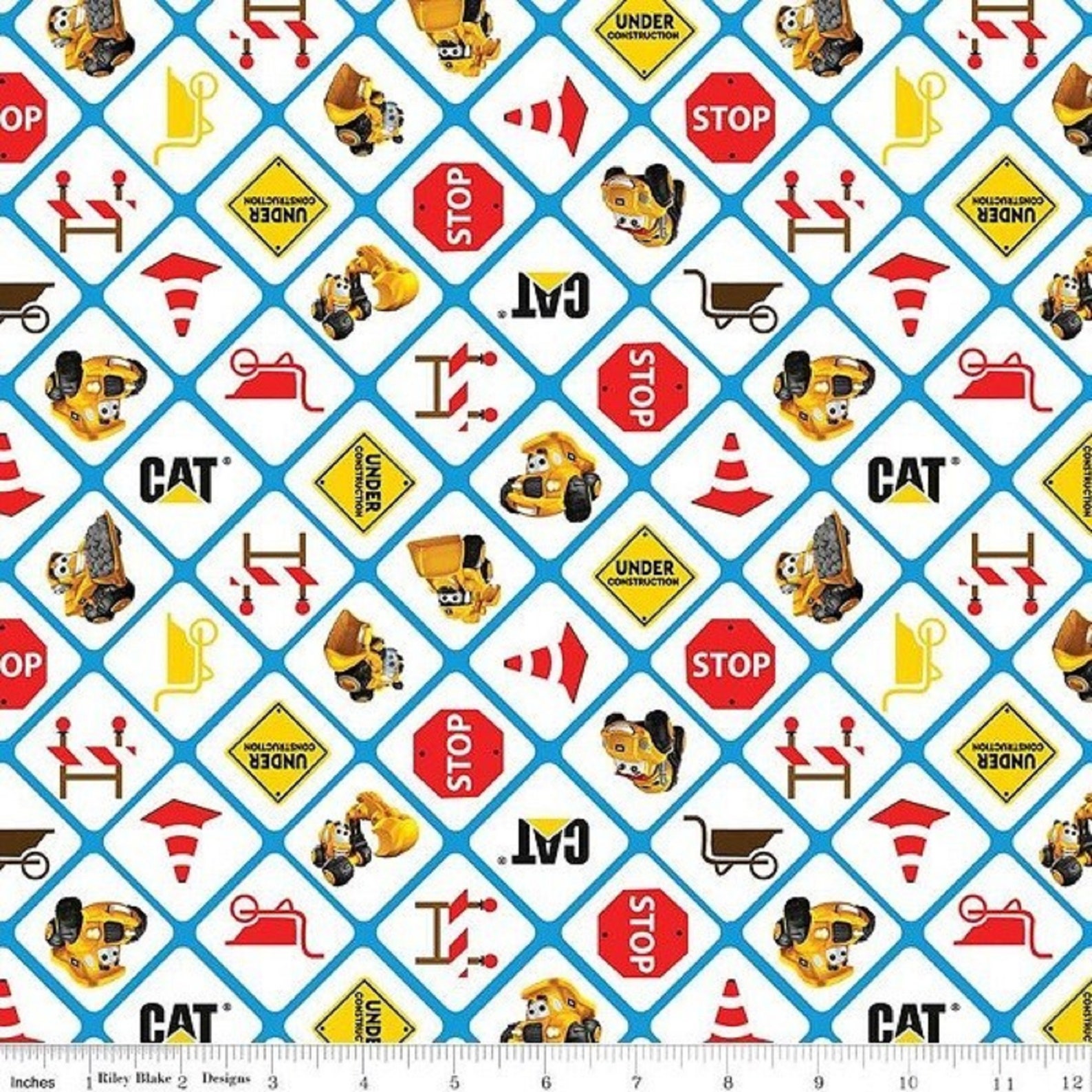 CAT Building Crew Signs White Bulldozers Trucks Cotton - Etsy