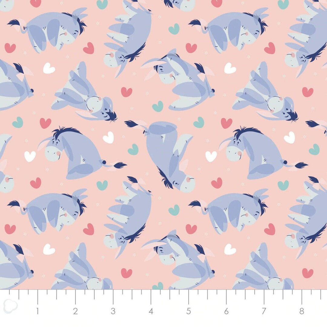 Disney Winnie the Pooh Be Happy Eeyore Heart Toss Blush Cotton Quilting ...