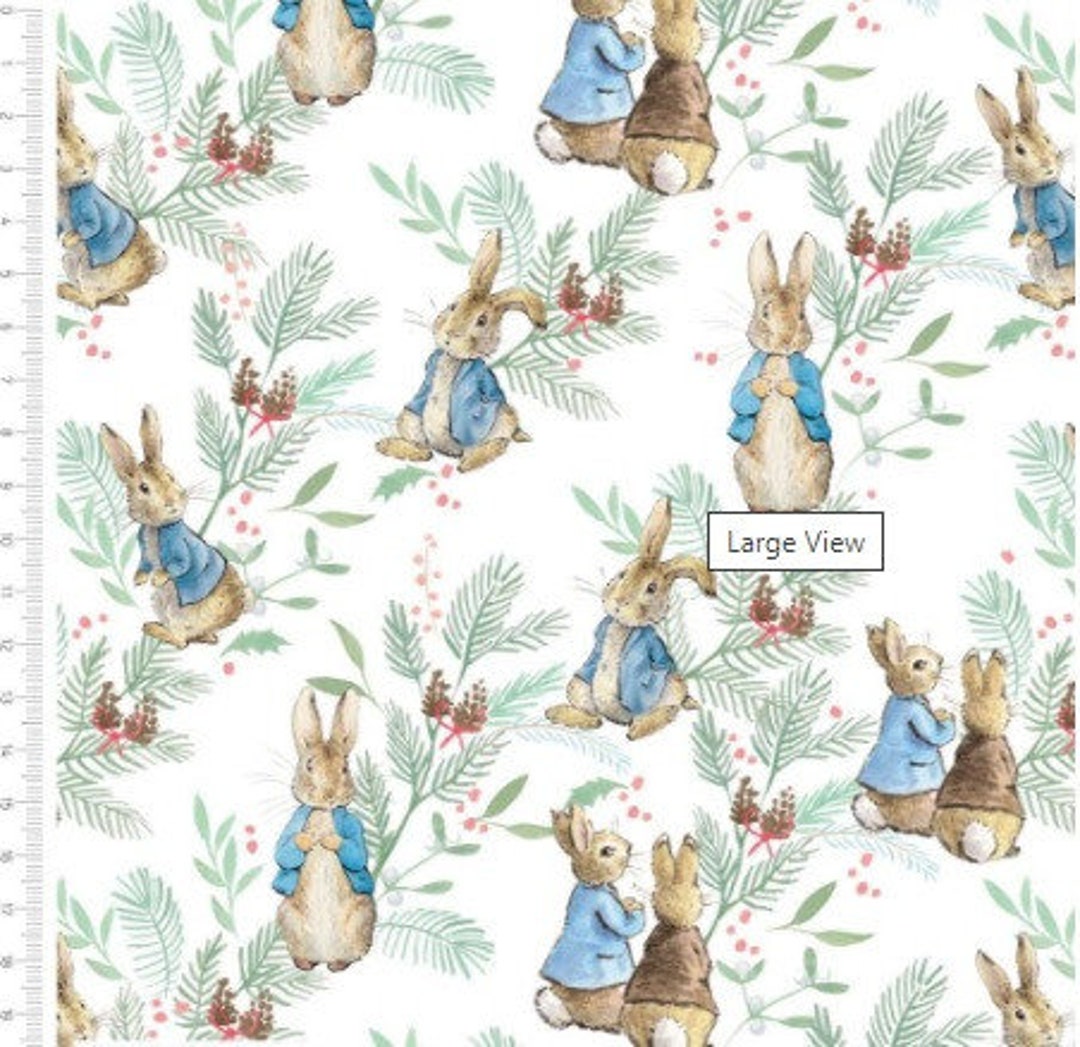 Peter Rabbit Christmas Traditions Ferns Cotton Quilting Fabric 1/2 YARD ...