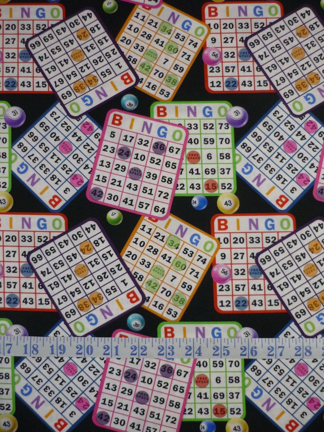 Bingo Cards Black Background 103A Cotton Quilting Fabric 1/2 YARD - Etsy