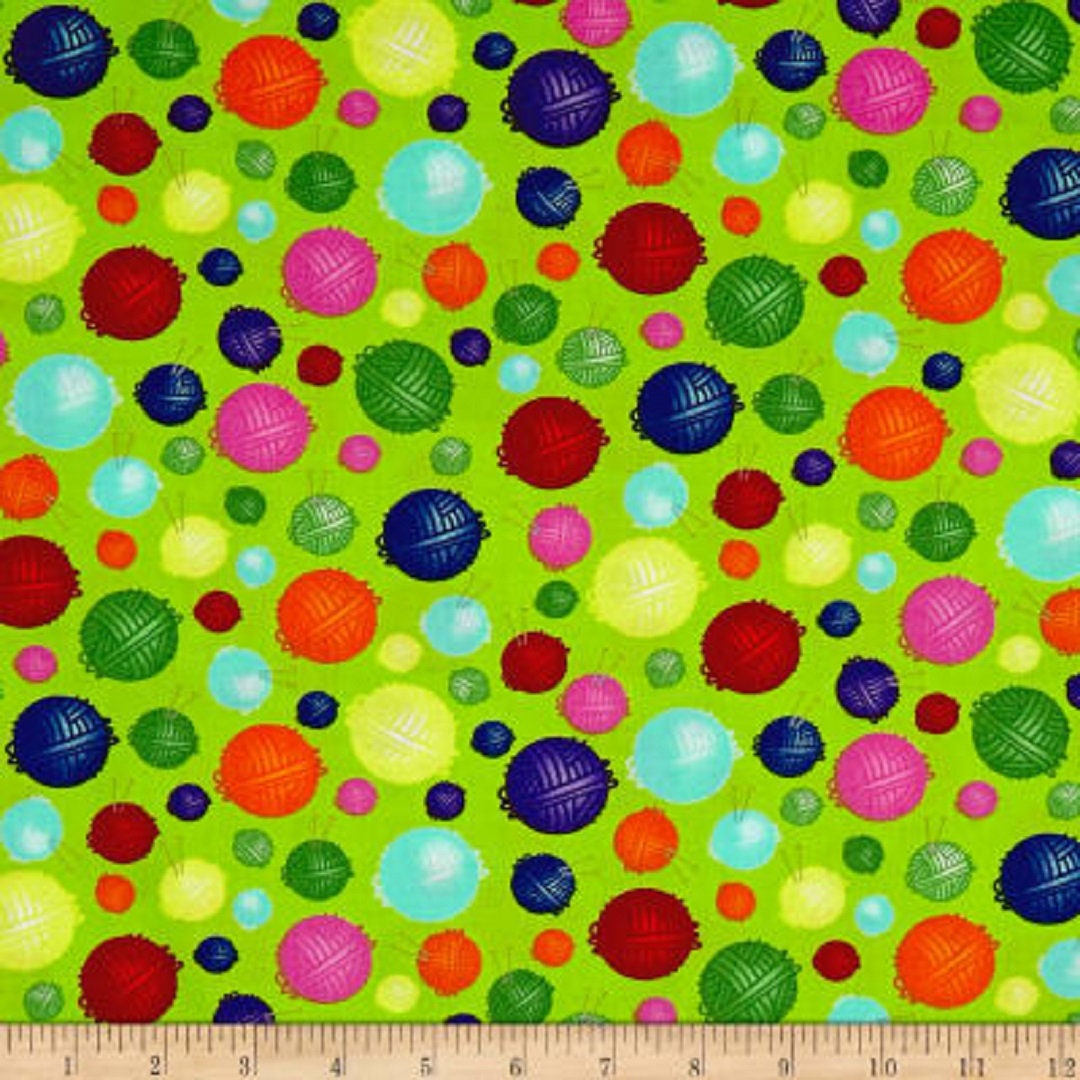 Llama Yarn Toss Lime Background Llama Bo Bama Cotton Quilting Fabric 1/ ...