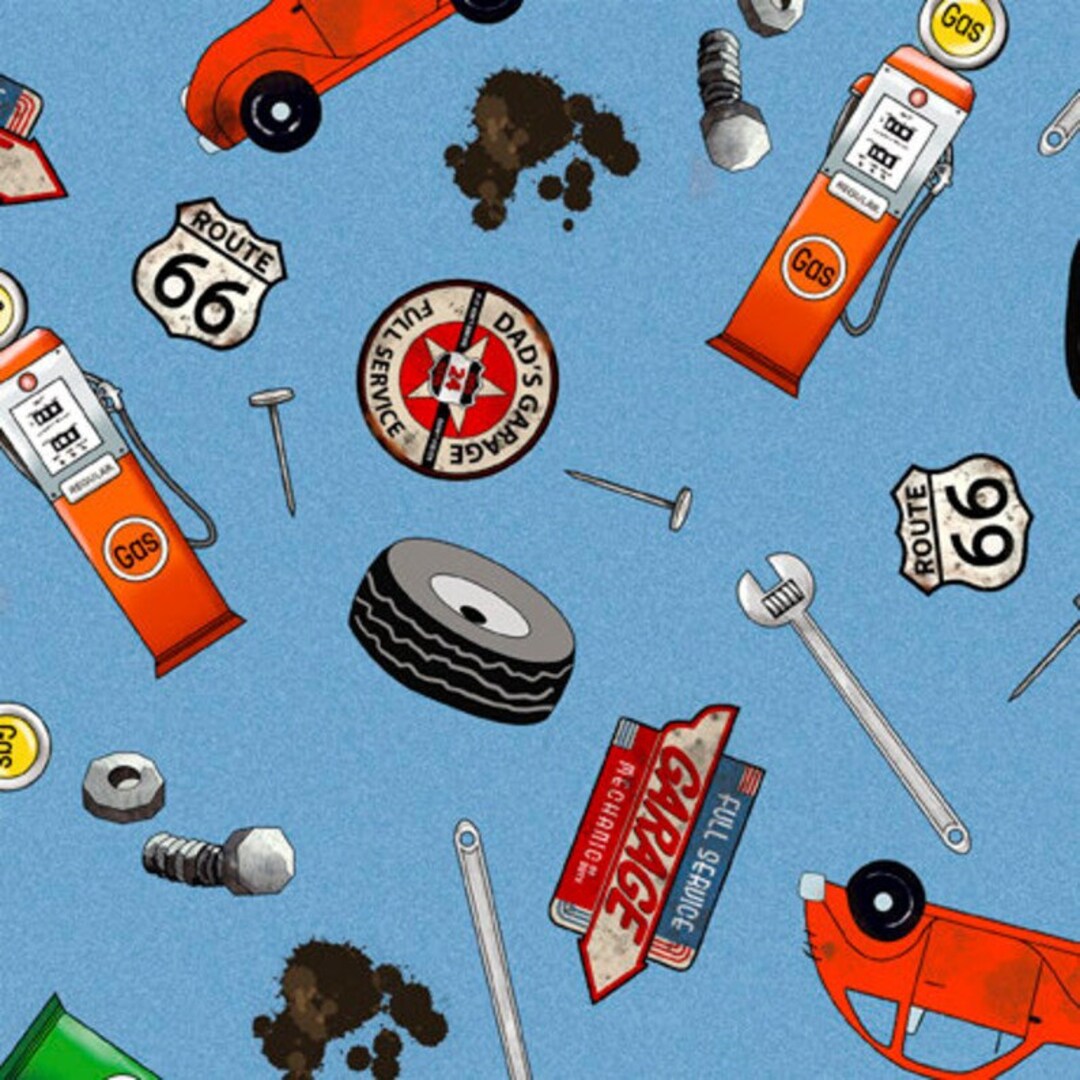 Mr Mechanic Motifs Toss Blue 28874-B Cotton Quilting Fabric 1/2 YARD - Etsy