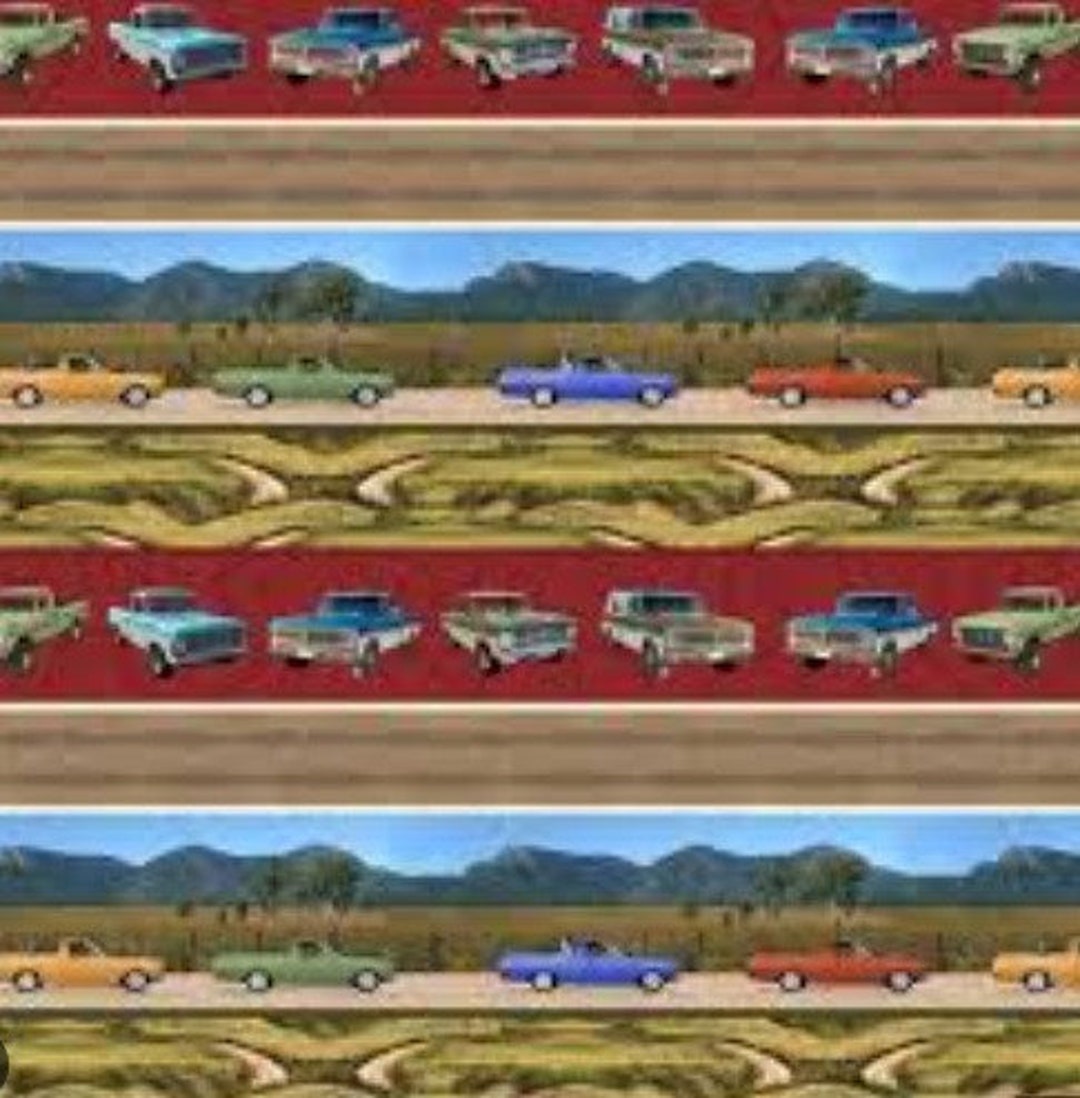 Vintage Vehicles Ford 1043G Stripe Cotton Quilting Fabric 1/2 YARD - Etsy