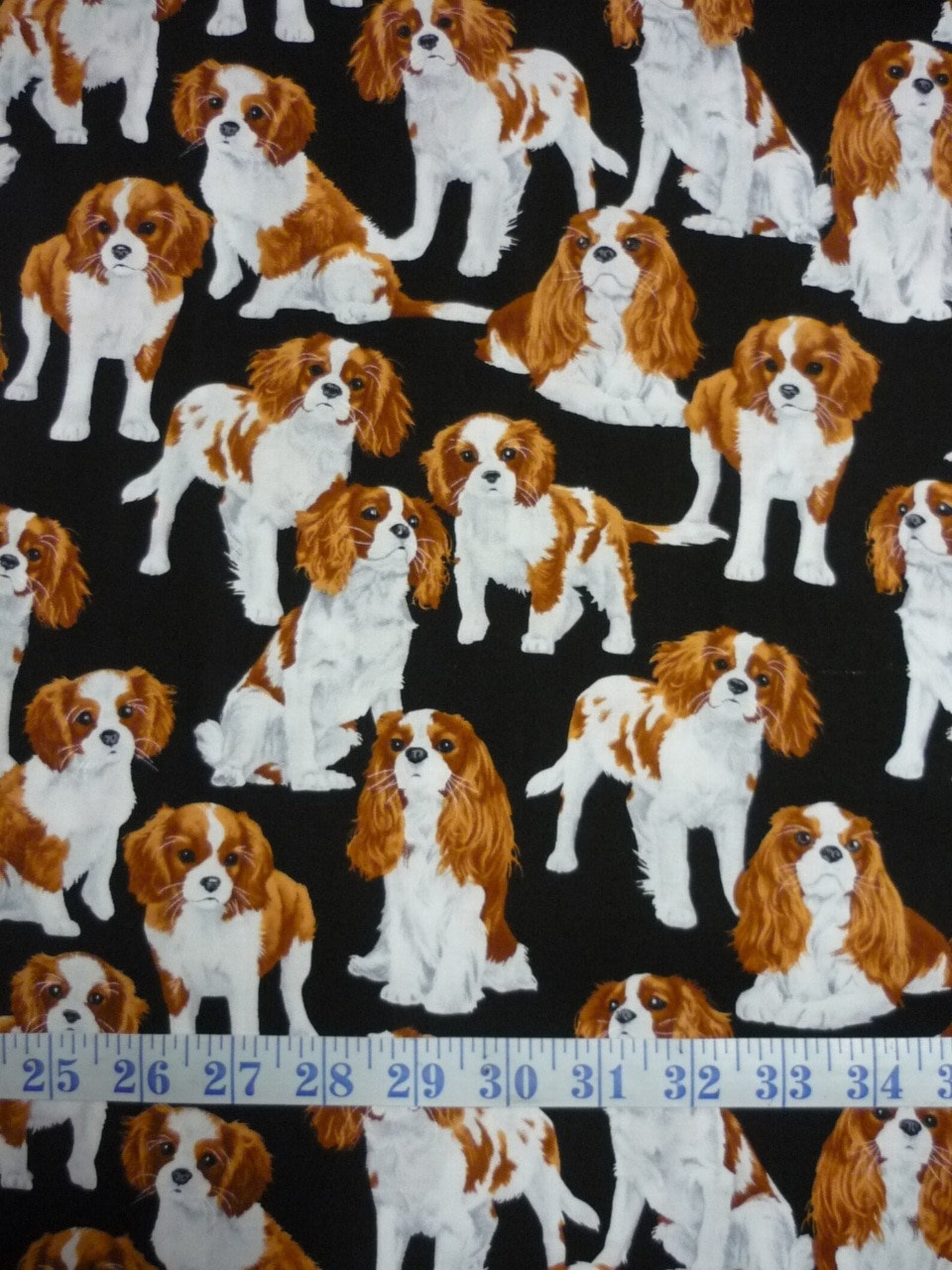 Dog Show Cavalier King Charles Spaniel Cotton Quilting Fabric 1/2 YARD ...
