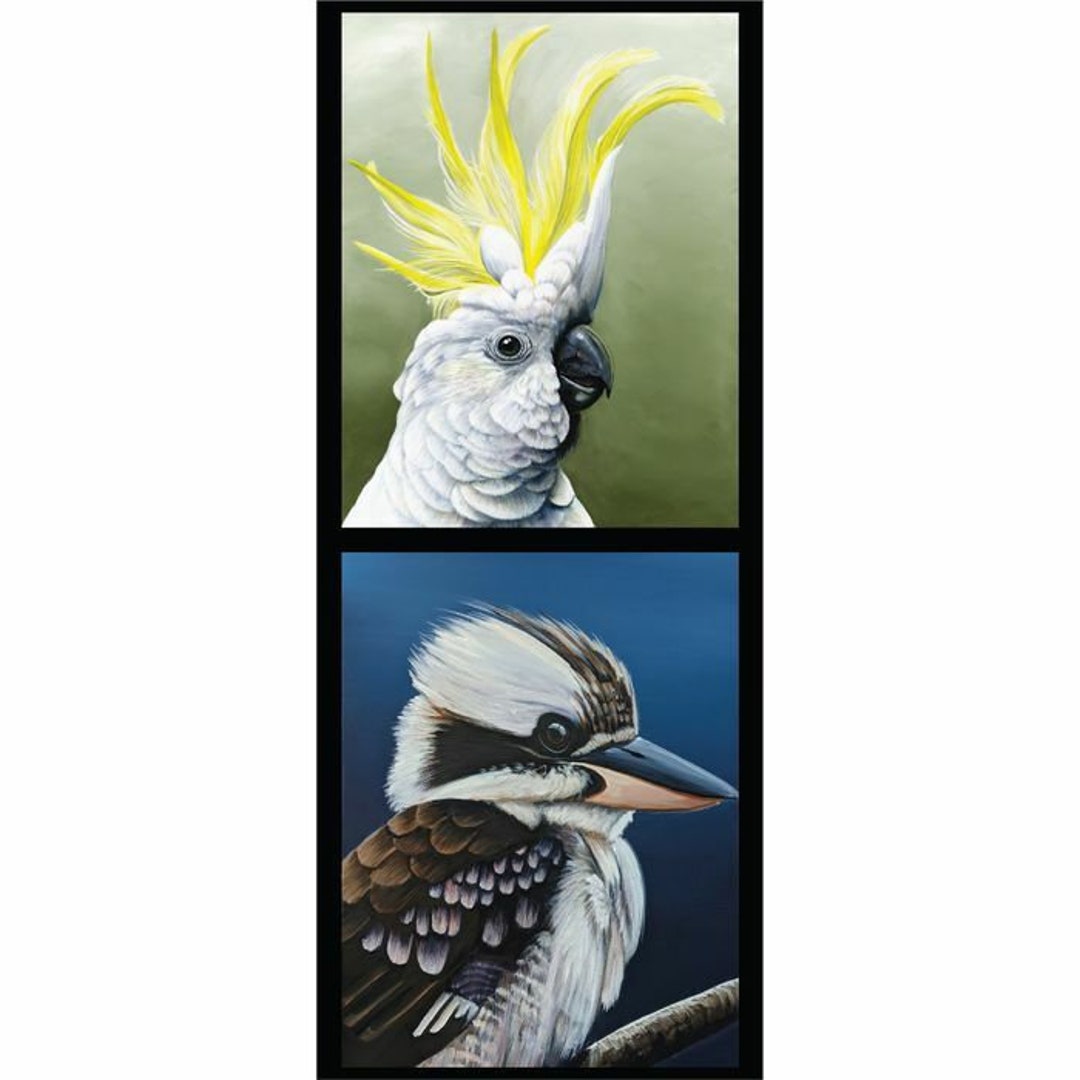 Australian Wildlife Galah Kookaburra Chris Riley Cotton Quilting Fabric ...