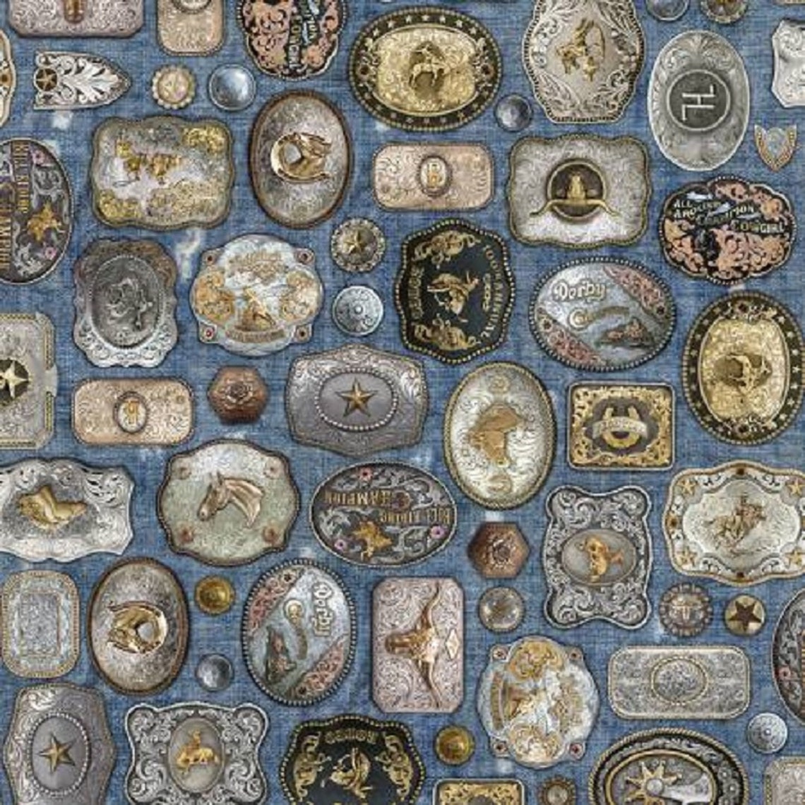 Belt Buckles Western Denim Digital Print Cotton Quilting - Etsy