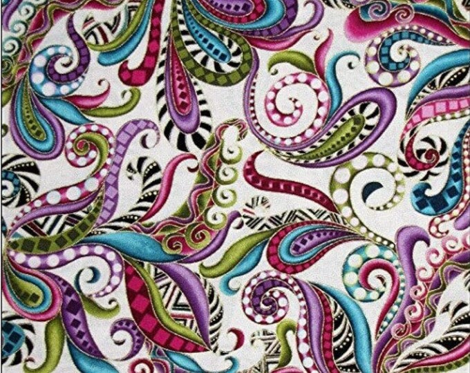 Dog on It Carnival Scroll White Gold Metallic Highlights Cotton ...