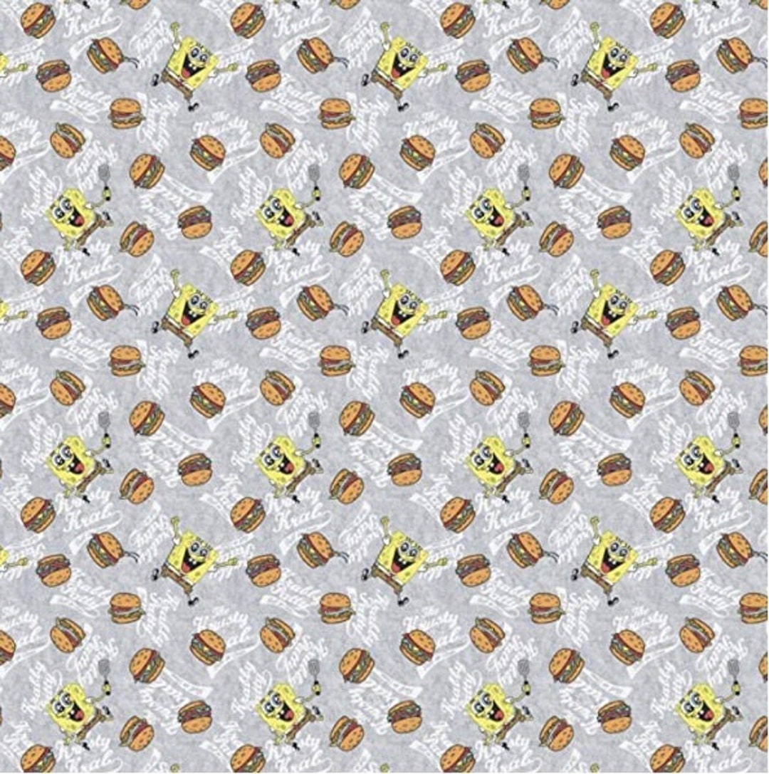 Sponge Bob Krabby Patties Grey Nickelodeon Cotton Quilting Fabric 1/2 ...