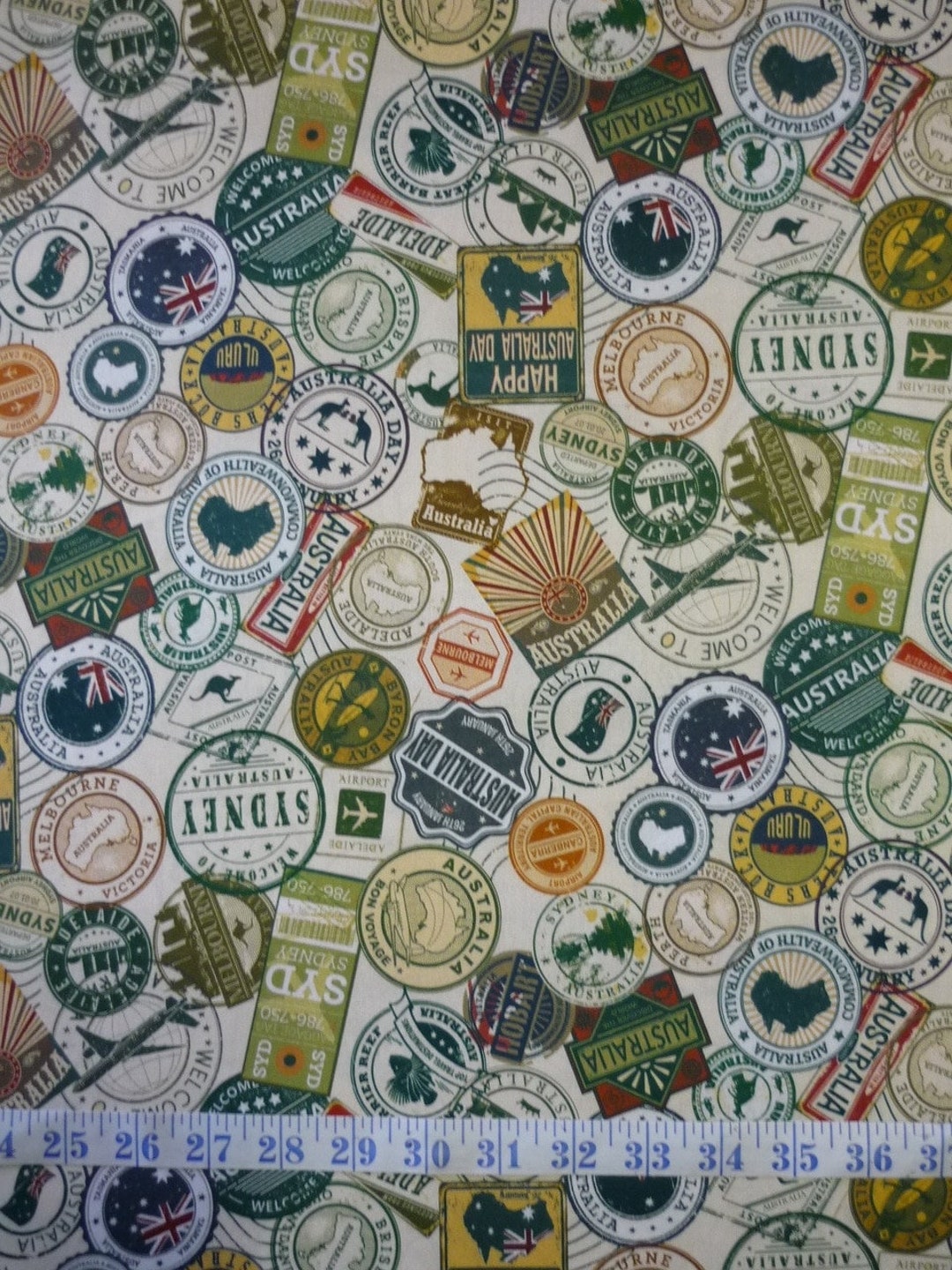 Journey to Australia Travel Stickers Brown Tones Cotton - Etsy