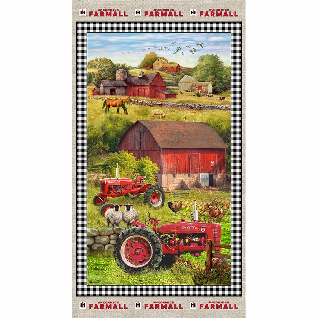 Farmall Sweet Farmhouse Tractor Cotton Quilting Fabric Panel - Etsy