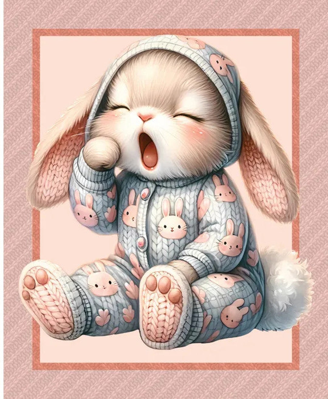 Bed Buds Sleepy Bunny DV6608 Cotton Quilting Fabric Panel - Etsy