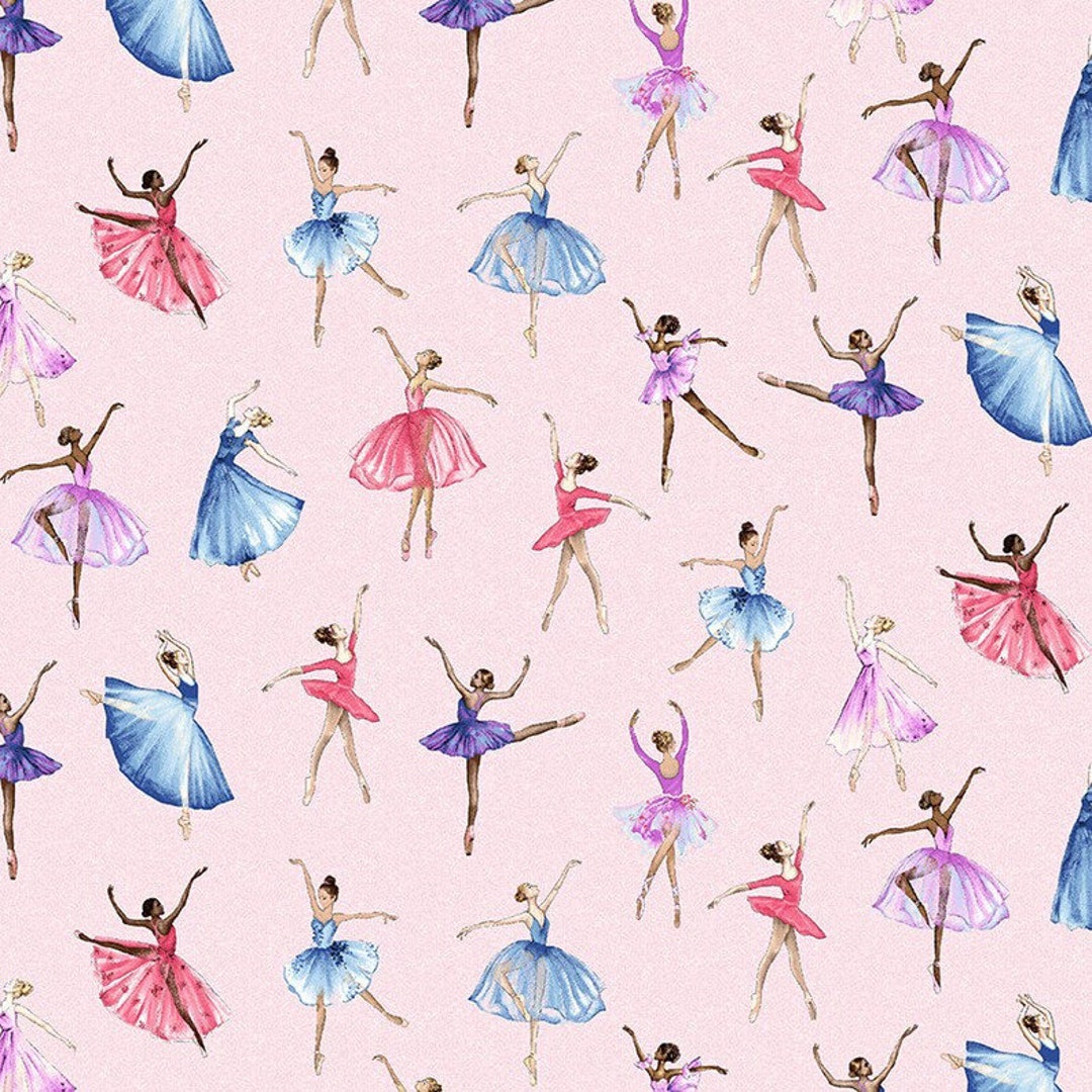 Prima Ballerina Tiny Dancers Pink 2746-22 Cotton Quilting Fabric 1/2 ...