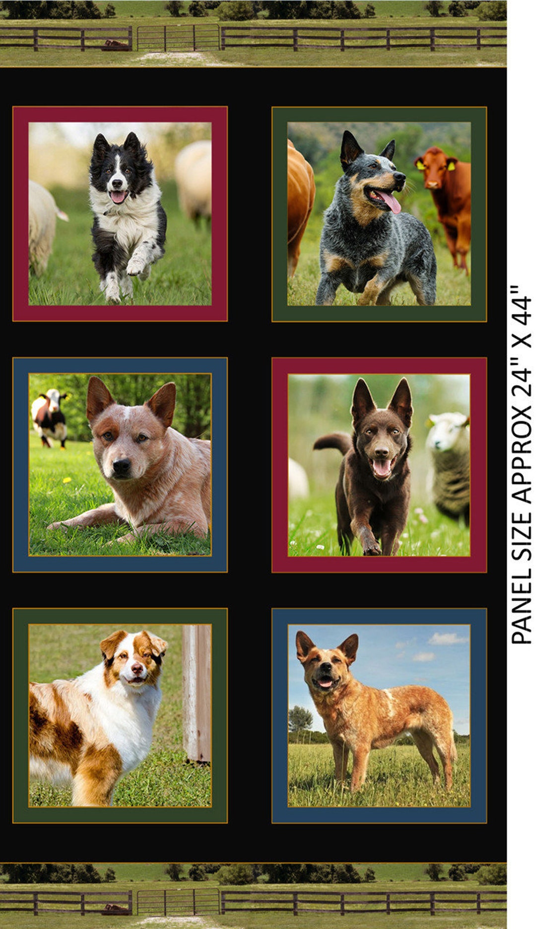 Merino Muster II Working Farm Dogs 3094A Cotton Quilting Fabric Panel ...