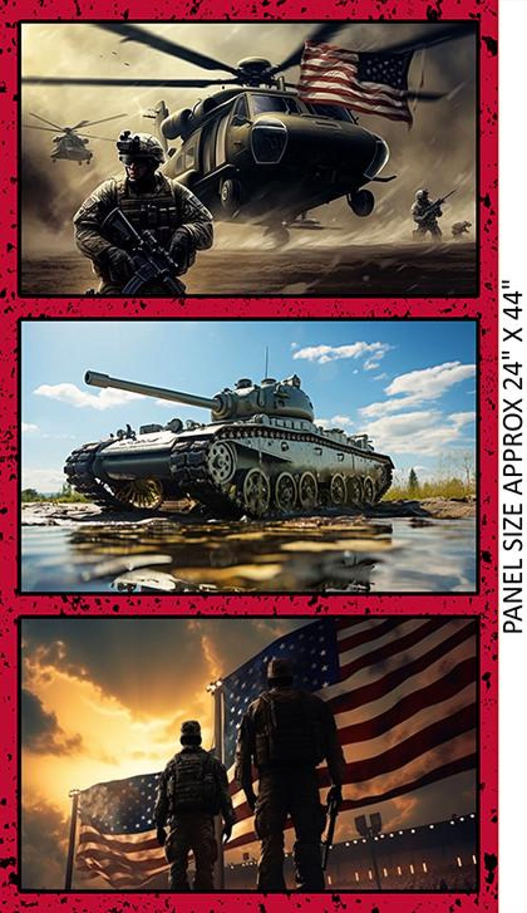 Freedom Forces US Soldiers Choppers Tanks 4064C Cotton Quilting Fabric ...