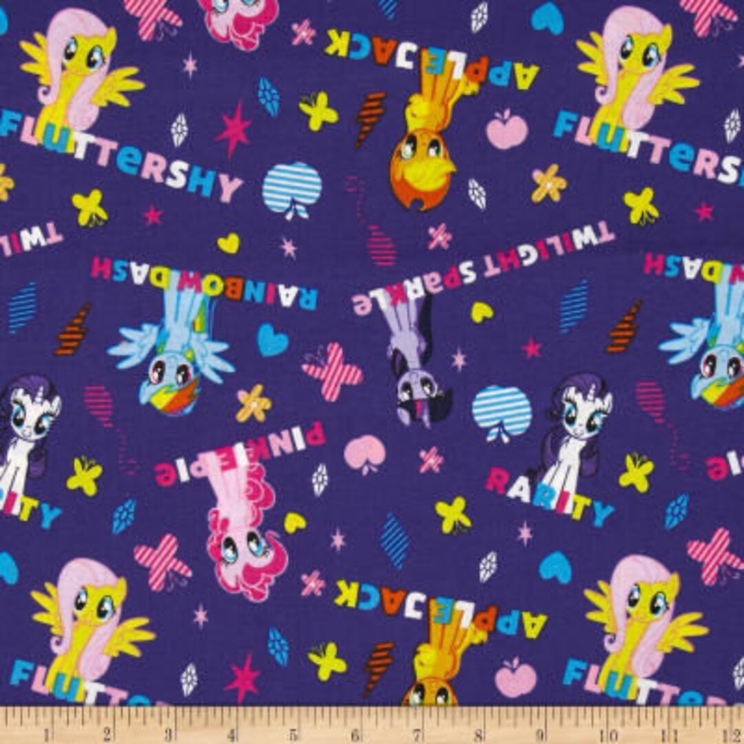 My Little Pony Ponies and Names Purple Background Cotton Quilting ...