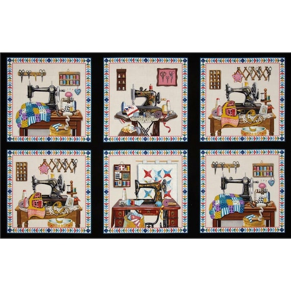 Stitch in Time Sewing Machine Patchwork Black Cotton Quilting - Etsy