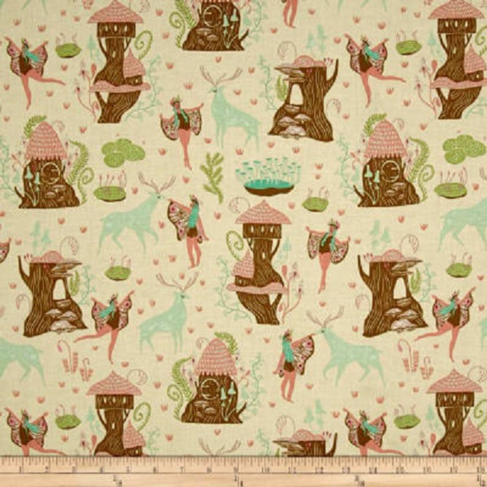 Woodland Nymph Deer and Nymphs Vanilla Dear Stella Cotton Quilting ...