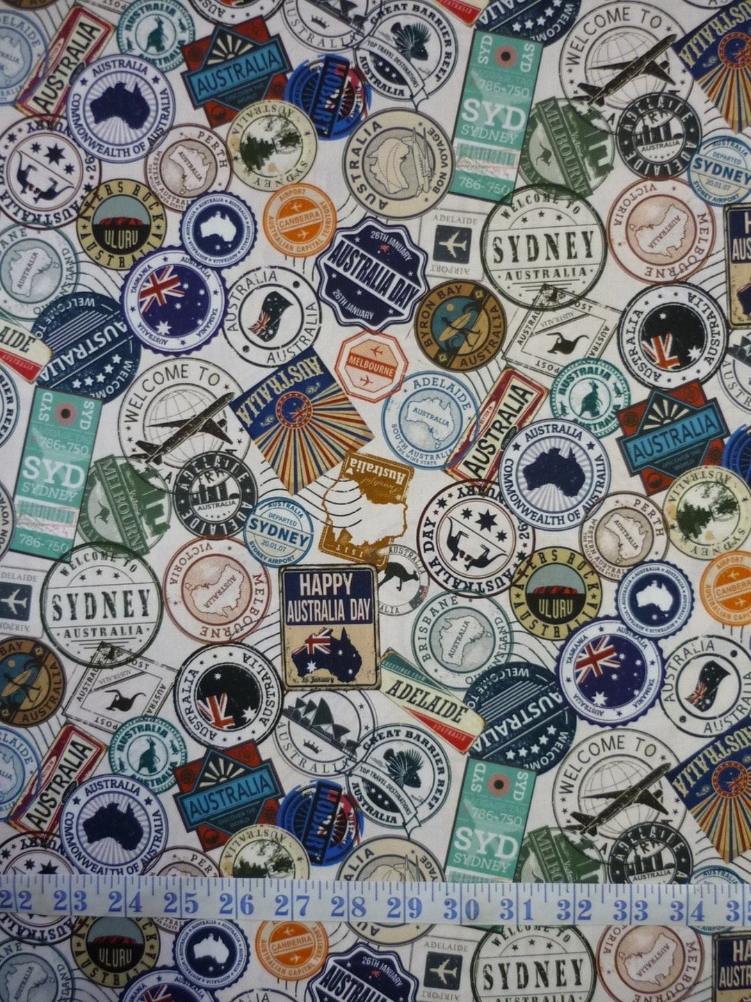 Journey to Australia Travel Stickers Blue Tones Cotton - Etsy