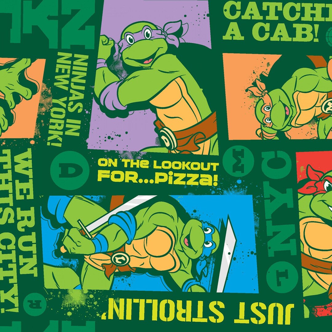 Teenage Mutant Ninja Turtles TMNT Runs the City Cotton Quilting Fabric ...