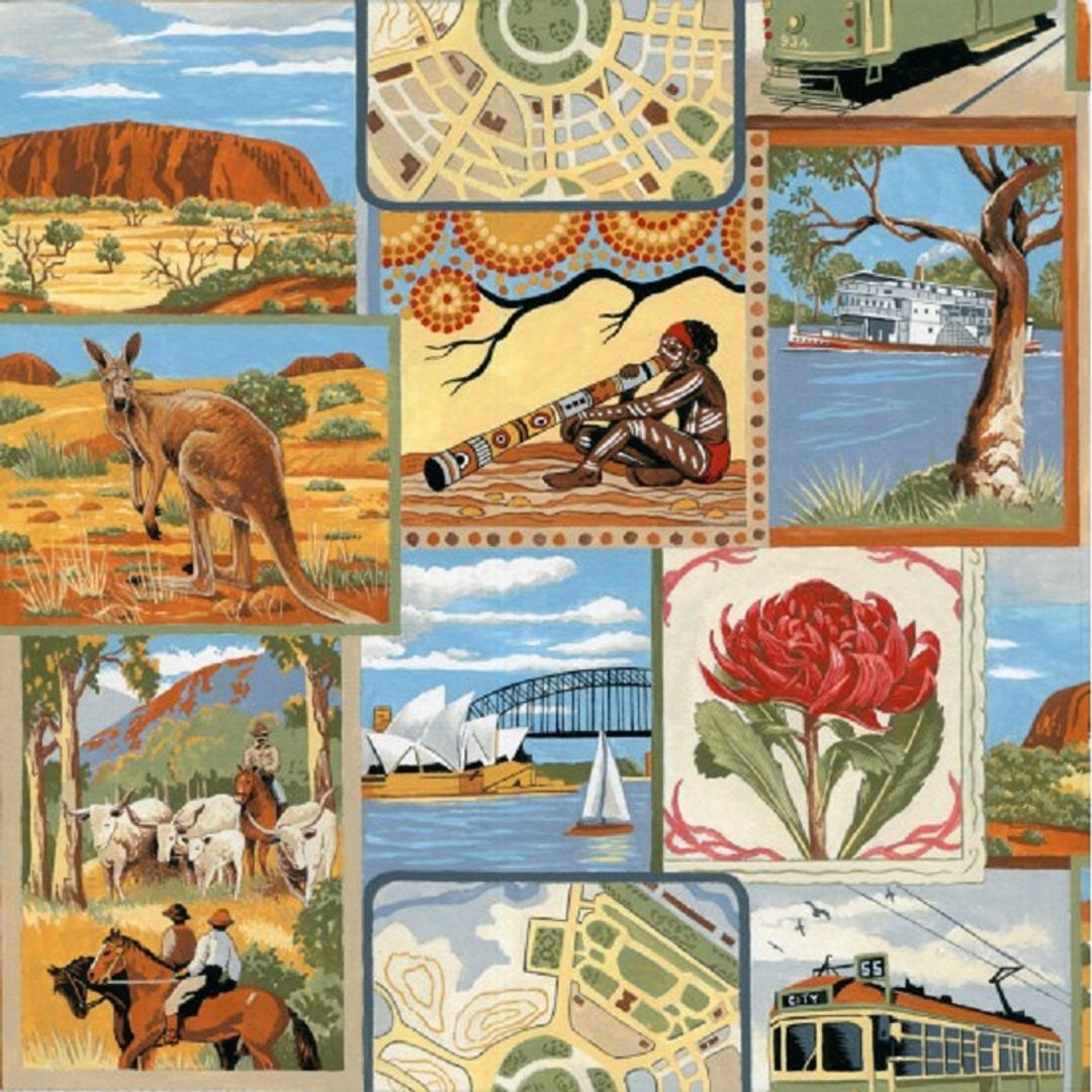 Australian Themes Ayres Rock Sydney Harbour Patches Cotton Quilting ...