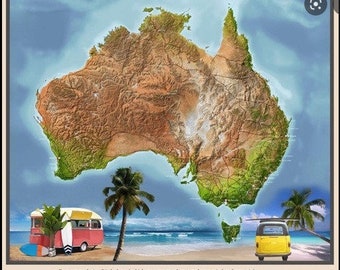 Retro Campers Caravans Map of Australia Cotton Quilting Fabric - Etsy