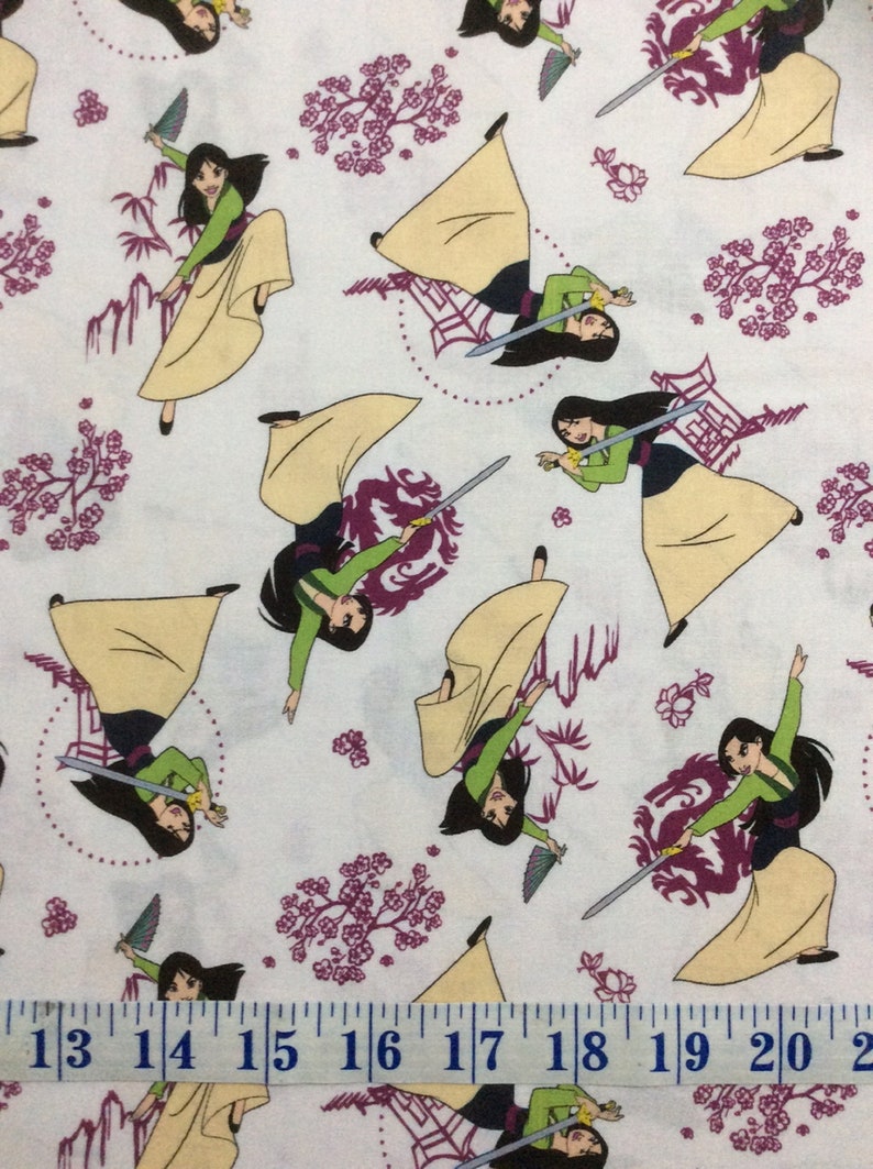 Disney Princess Mulan Heart Strong Cotton Quilting Fabric 1/2 | Etsy