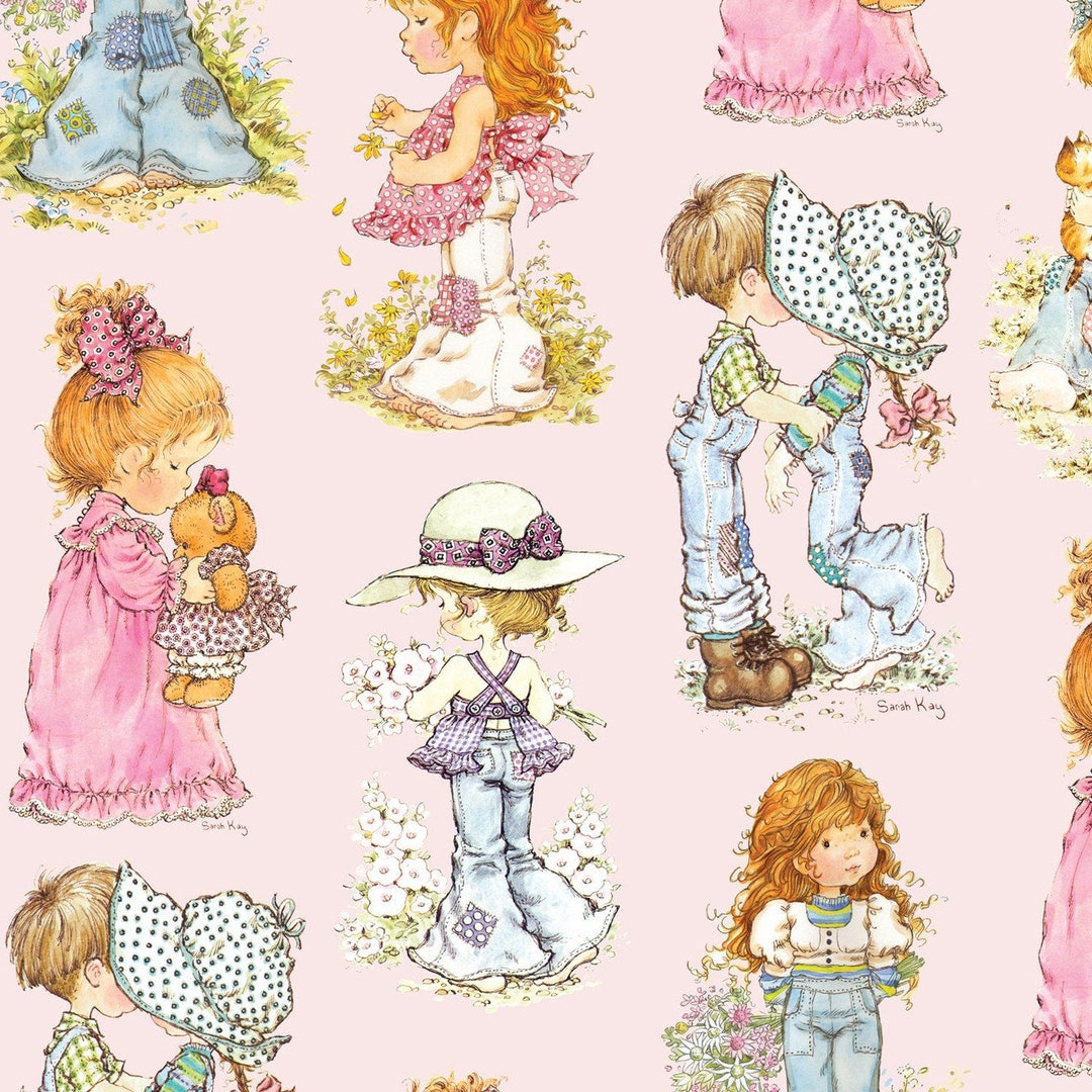 Sarah Kay With Love Characters Tossed Pink DV5048 Cotton Quilting ...