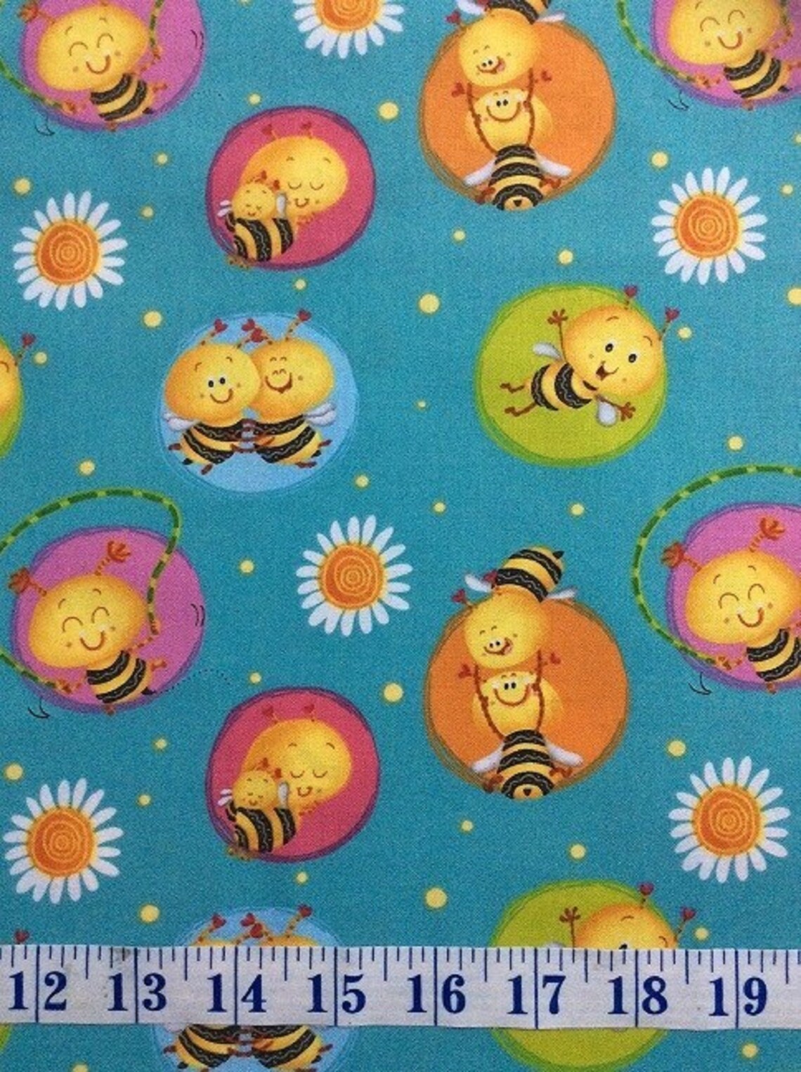 Busy Bees Bees in Circles Jade Cotton Quilting Fabric 1/2 YARD | Etsy