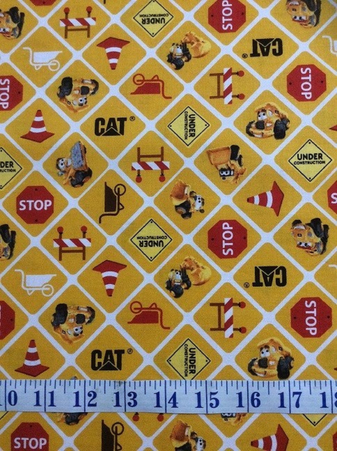CAT Building Crew Signs Yellow Bulldozers Trucks Cotton - Etsy