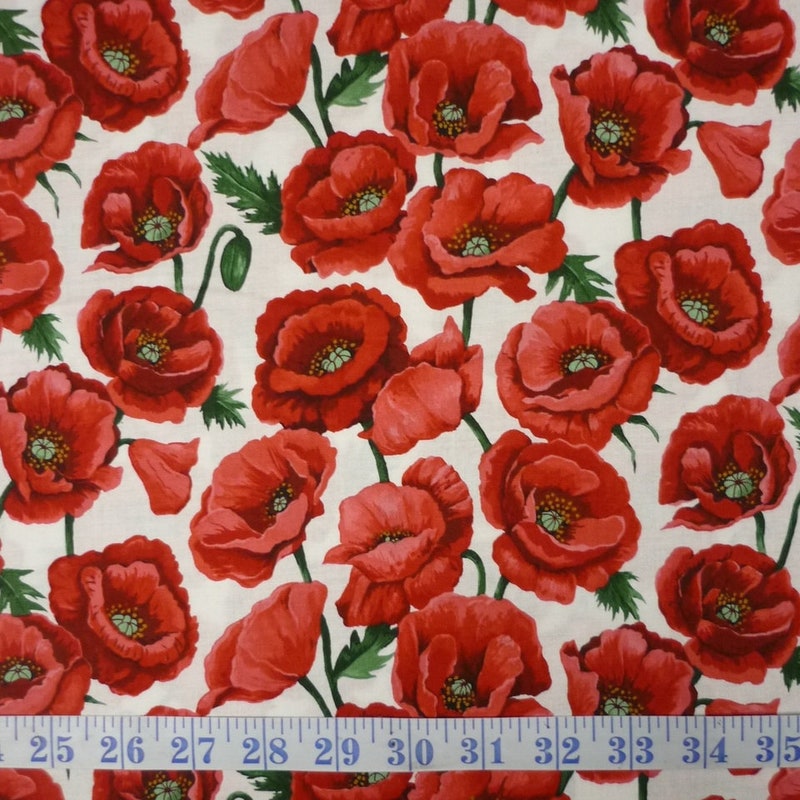 Red Poppies Fabric - Etsy