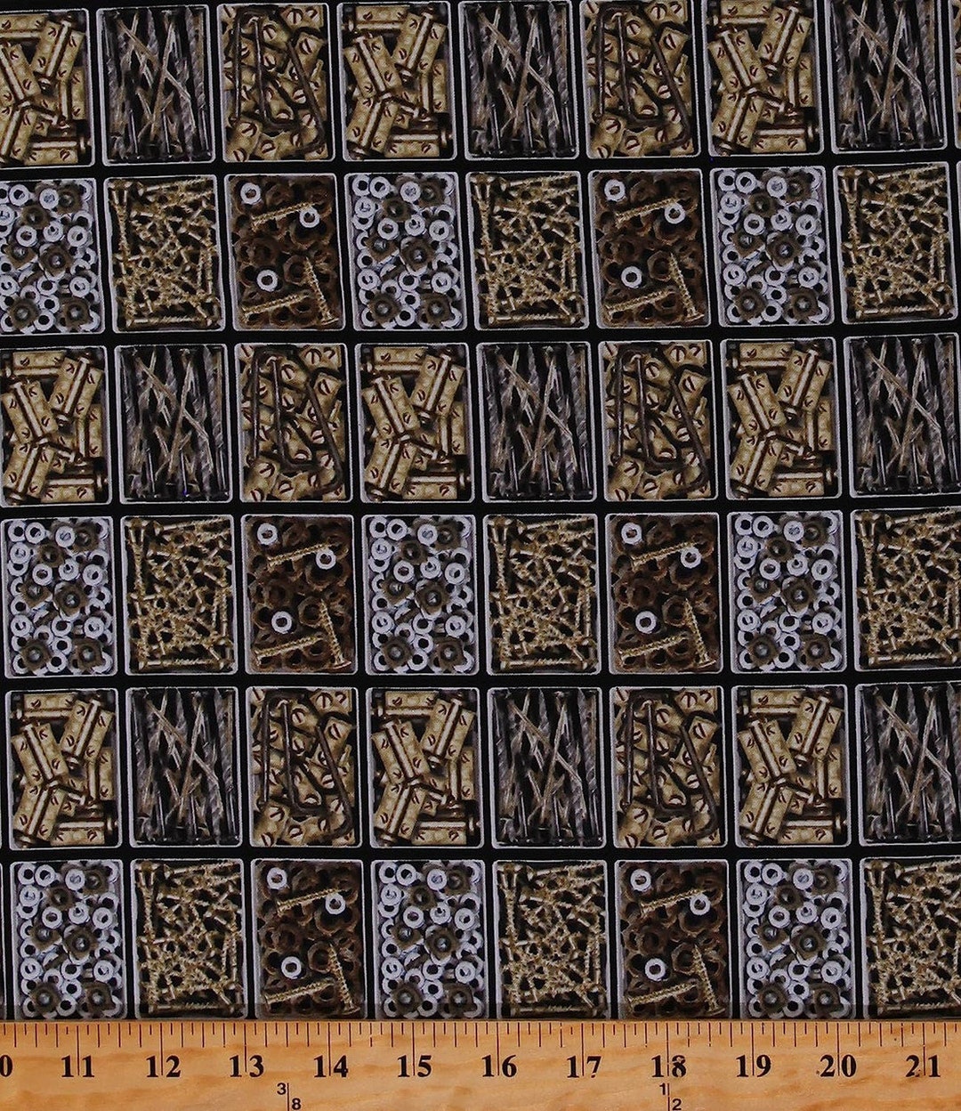 Man Cave Tools Bolts Nuts Nails 9648 99 Cotton Quilting Fabric 1/2 YARD ...