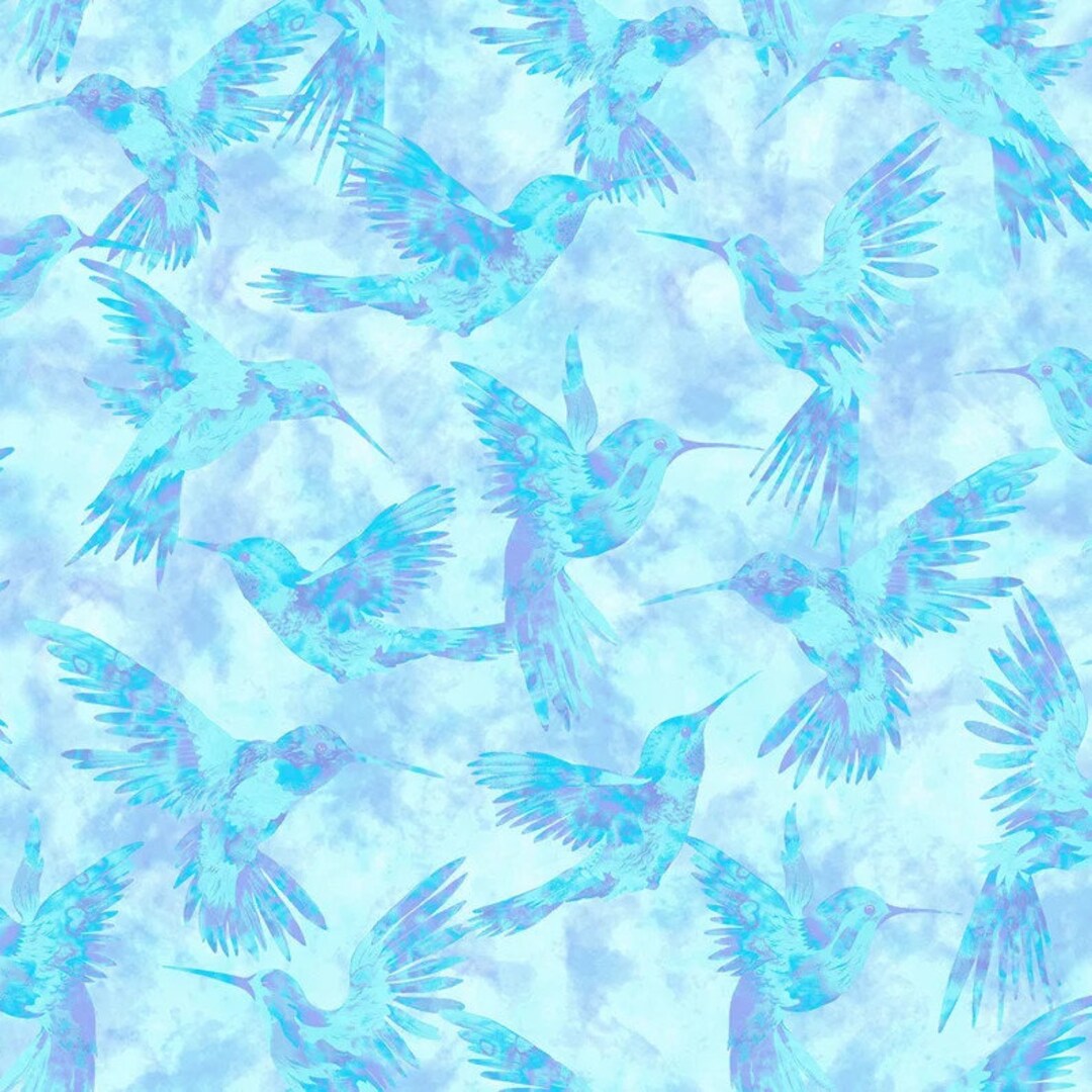 Hummingbird Heaven Hummingbirds Sky Blue 5771S-17 Cotton Quilting ...