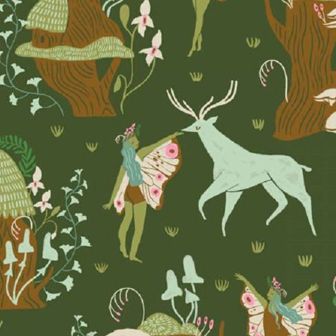 Woodland Nymph Deer and Nymphs Clover Dear Stella Cotton Quilting ...