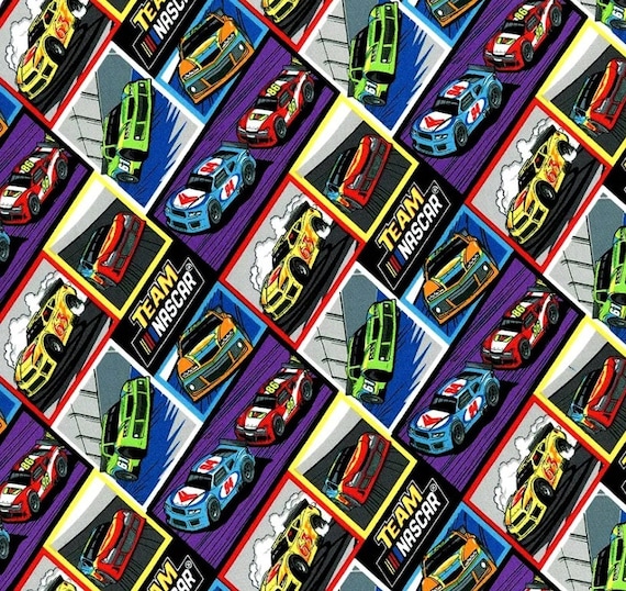 Nascar Racing Car Blocks Multi Cotton Quilting Fabric 1/2 YARD | Etsy