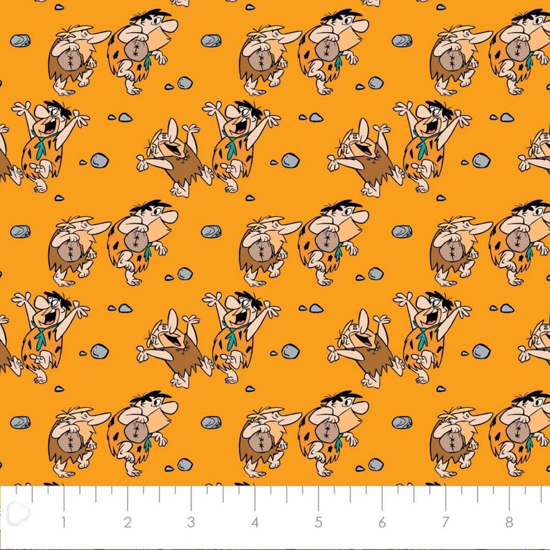 Flintstones Fred and Barney Orange 24060214-1 Cotton Quilting Fabric 1/ ...