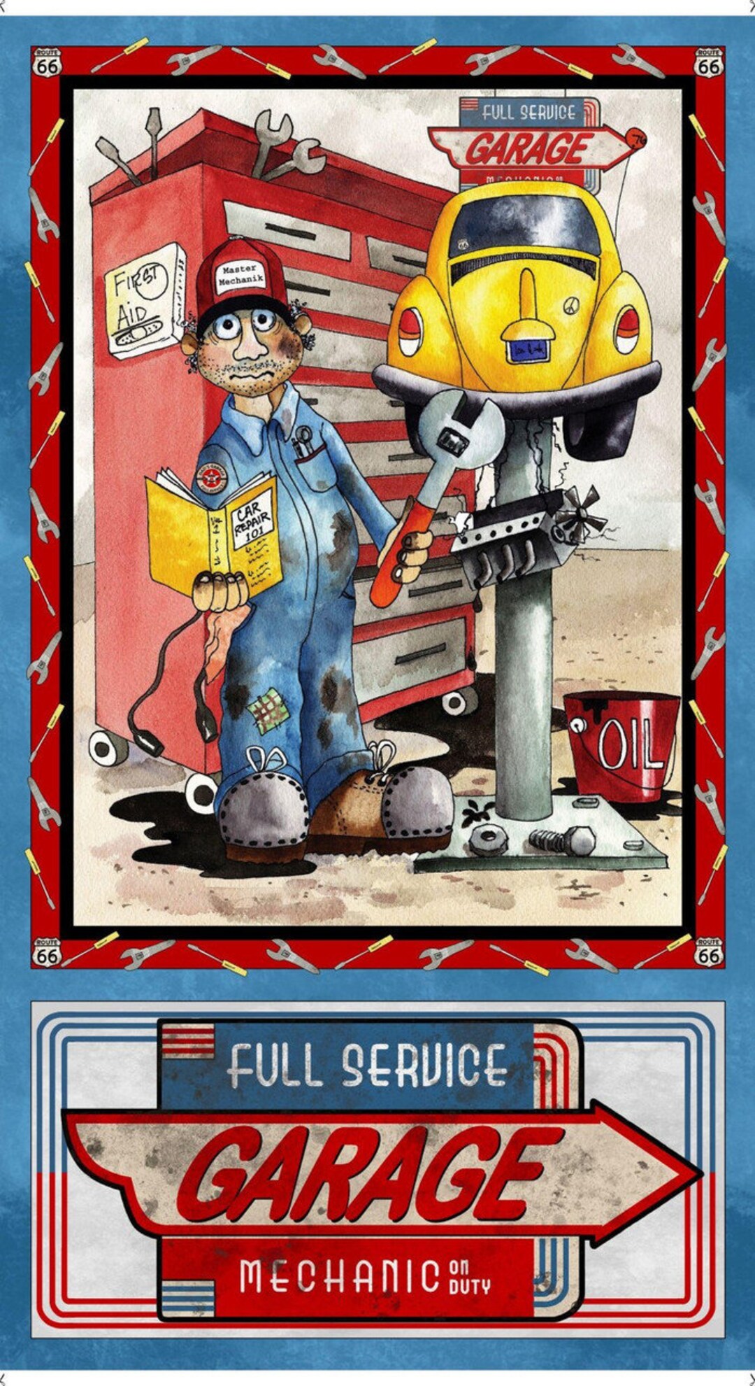 Mr Mechanic Car Garage 28873-B Cotton Quilting Fabric Panel - Etsy