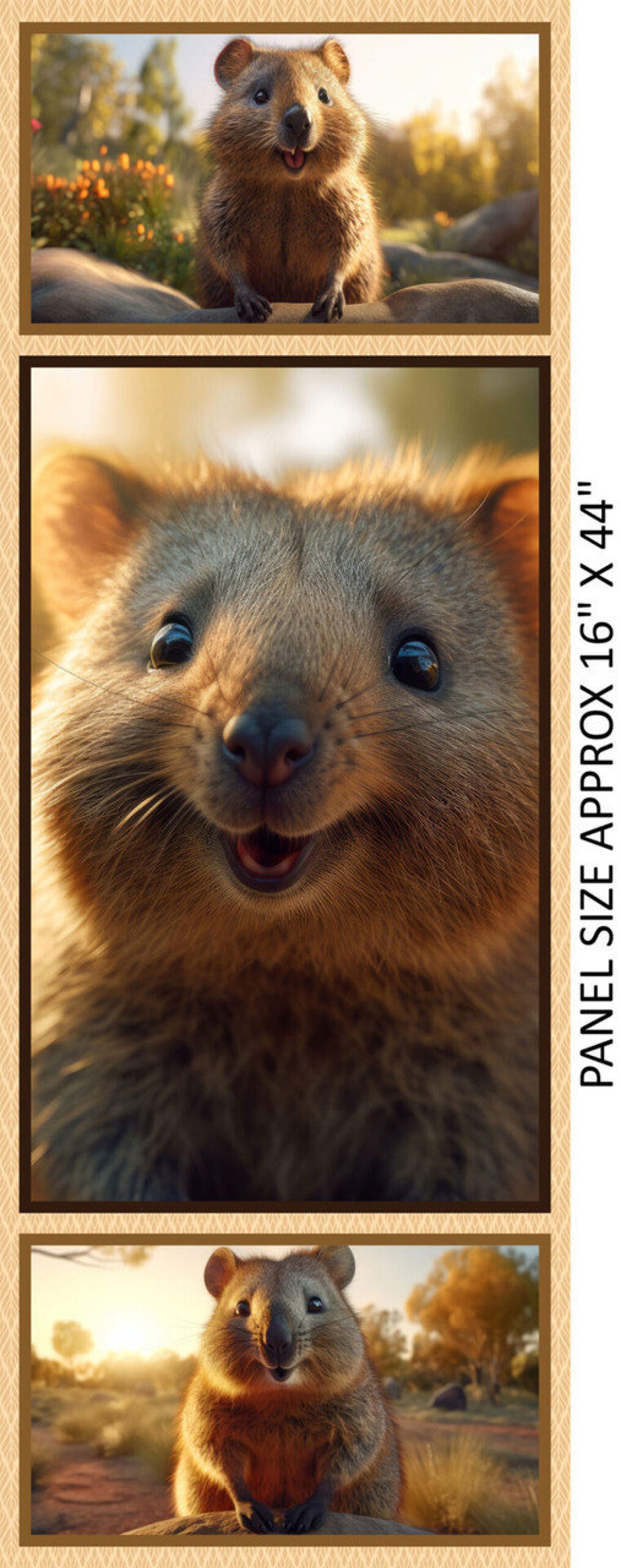 Australian Quokkas Smiling Quokkas 3046F Cotton Quilting Fabric Panel ...