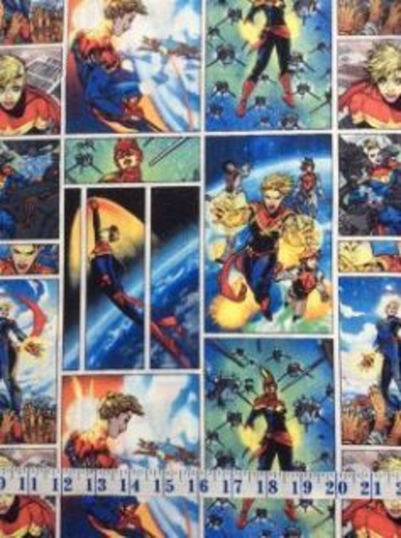 Marvel Superheroes Captain Marvel Patch Cotton Quilting Fabric 1/2 YARD ...