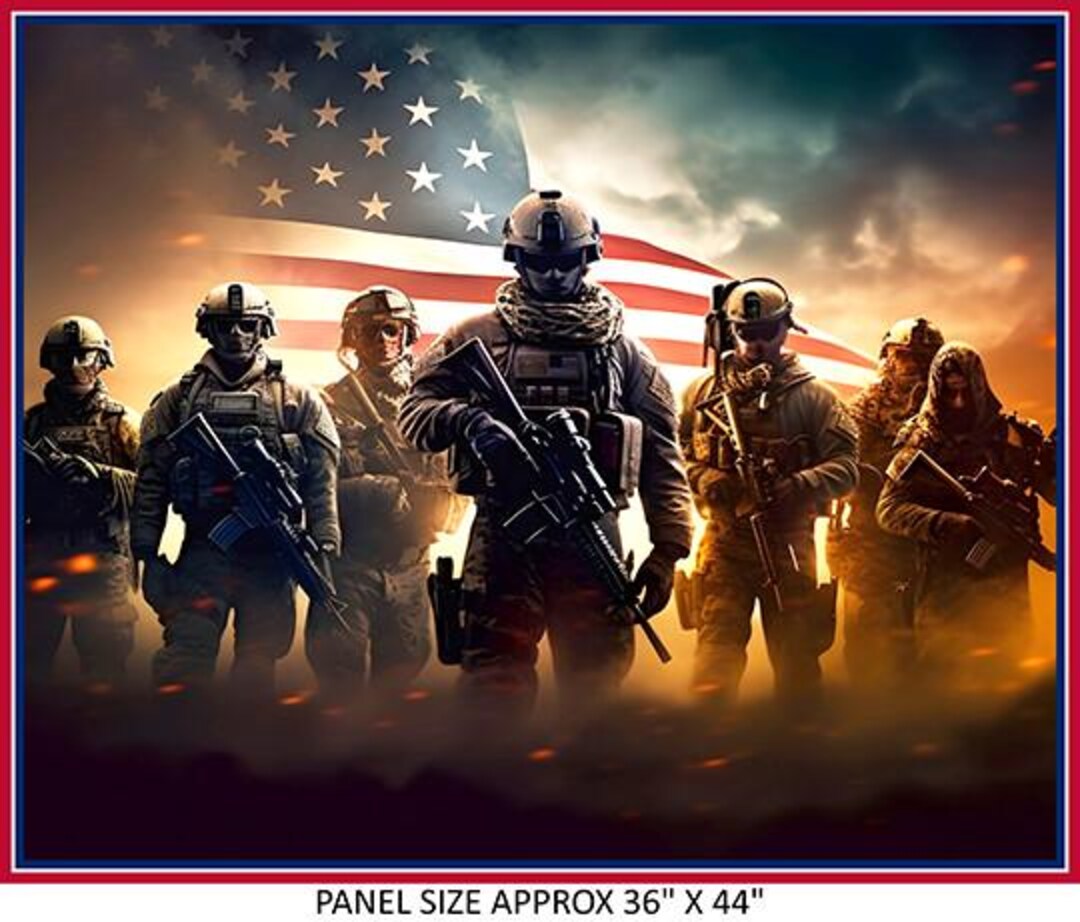 Freedom Forces US Soldiers 4064A Cotton Quilting Fabric 36 Inch Panel ...