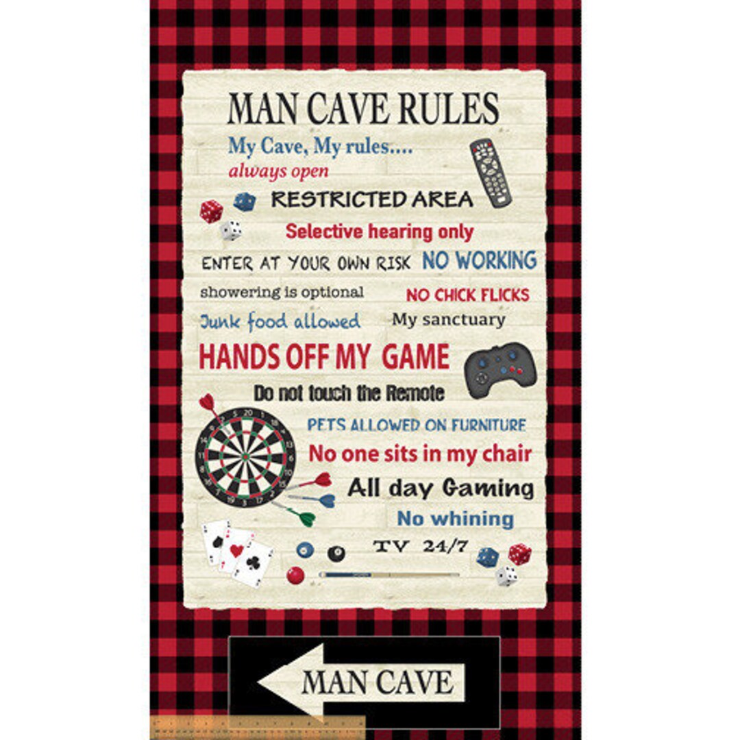 Man Cave Rules 52410P-X Cotton Quilting Fabric Panel - Etsy
